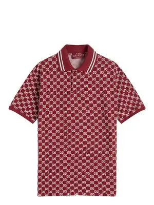 Gucci Gg Jacquard Cotton Piquet Polo Shirt - Red