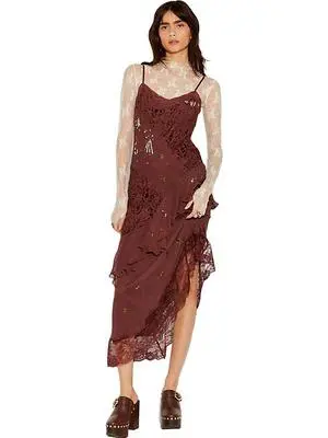 NIGEL PRESTON Dream Lace-adorned Midi Dress - French Roast