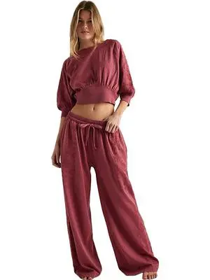 Free People Feeling Special Lounge Pants Miss Crimson