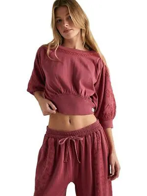 Free People Embroidered Pullover - Miss Crimson