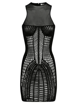 Attico Mesh Mini Dress - Black