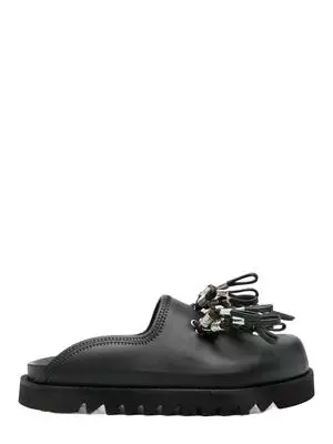 TOGA VIRILIS Tassel-embellished Leather Mules - Black