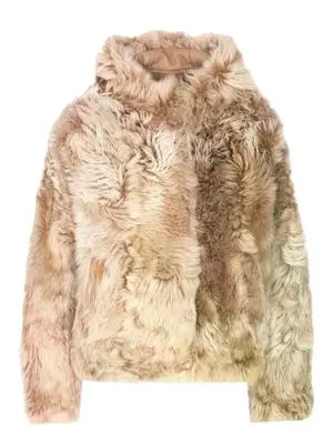 YVES SALOMON Hooded Lamb Fur Jacket - Neutrals