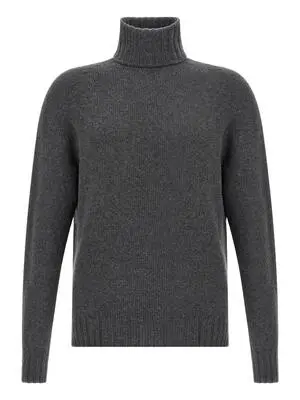 MA'RY'YA High-neck Cuffed-sleeve Sweater - Grey
