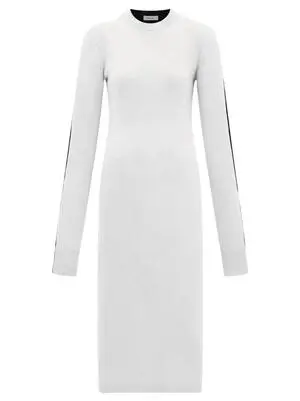 FERRAGAMO Ribbed-panel Two-tone Knitted Midi Dress - White