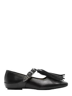 Toga Buckle-fastening Ballet Flats With Tassels - Black