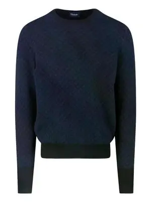 DRUMOHR Herringbone Cashmere Sweater - Blue