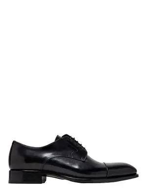 Brioni Leather Cap-toe Derby Shoes - Black