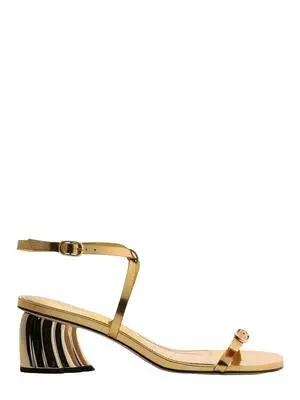 Farm Rio Monstera Sculpted Heel Sandals - Gold