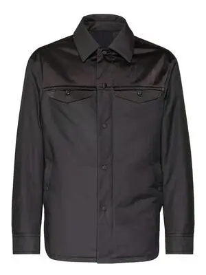 FERRAGAMO Satin-panel Shirt Jacket - Black