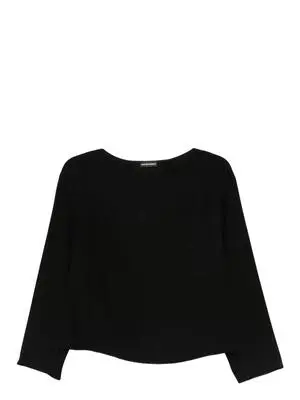 Emporio Armani Three-quarter-sleeve Cropped Top - Black