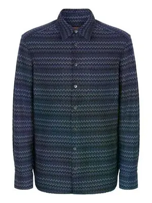 Missoni Chevron-pattern Cotton Shirt - Blue