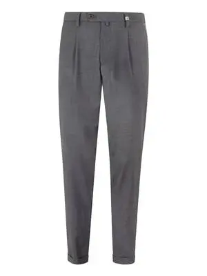 MYTHS Pleated Wool-blend Trousers - Grey