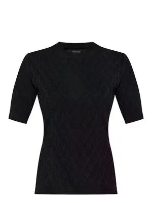 Versace Textured Short Sleeve Top - Black