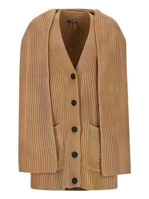 CANESSA Ribbed Knit Cardigan - Brown