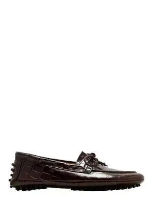 Le Monde Beryl Crocodile-effect Leather Loafers - Bro Coco Brown