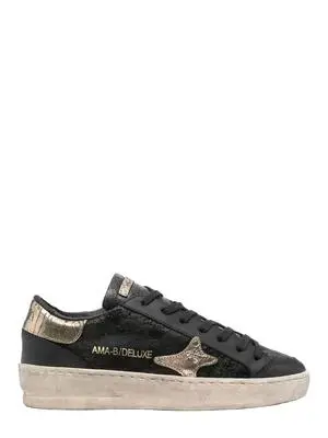 AMA-BRAND Leather Star Sneakers - Black