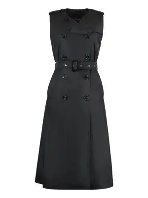 MOORER Sleeveless Belted Trench Coat - Black