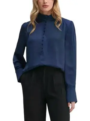 BRUUNS BAZAAR Embellished-Cuff Mock-Neck Blouse