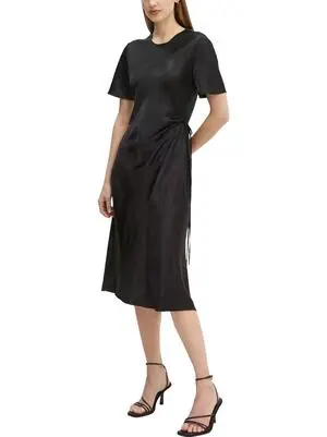 Marc O'polo Tie-side Short-sleeve Midi Dress - Black
