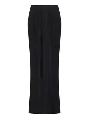 CANESSA Ribbed Cashmere Midi Skirt - Black
