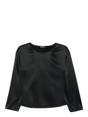 Emporio Armani Satin Three-quarter-sleeve Top - Black