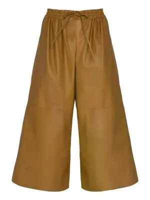YVES SALOMON Leather Drawstring Culottes - Brown