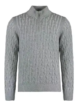MOORER Cable-Knit Half-Zip Pullover