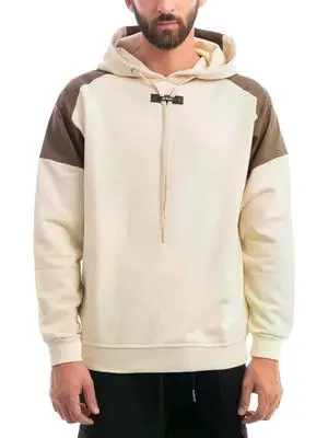 YES LONDON Paneled Hooded Hoodie - Neutrals
