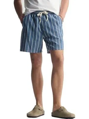 Brooklyn Industries Stripe Pull-on Loose Fit Shorts - Blue Striped