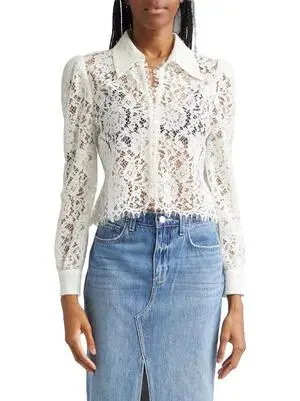 L'Agence Anita Lace Shirt - Ivory