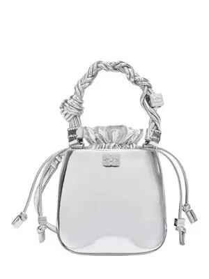 GANNI Mini Twisted-handle Bucket Bag - Silver