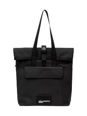 Karl Lagerfeld Logo-plaque Roll-top Tote Bag - Black