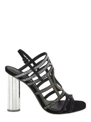 FERRAGAMO Crystal-embellished Block-heel Sandals - Black