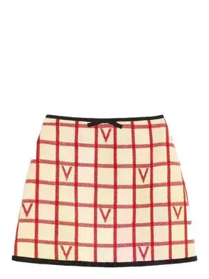 Valentino Garavani Grid-patterned Mini Skirt - Neutrals