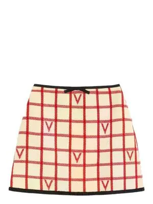 Valentino Garavani Grid-patterned Mini Skirt - Neutrals