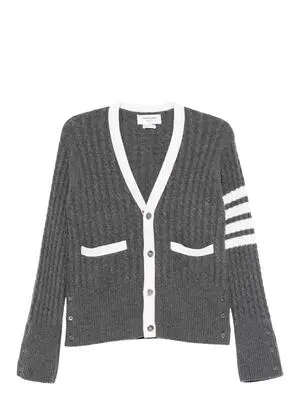 Thom Browne 4-bar V-neck Cashmere Cardigan - Grey