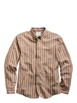 Billy Reid Dobby Stripe Button-down Shirt - British Khaki Multi
