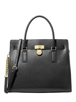 Michael Kors Hamilton Moderne Large Leather Satchel - Black