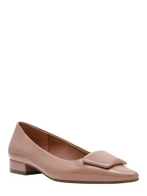 Anne Klein Crawford Pointed Toe Flat Beige Patent