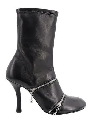 Burberry Zip-detailed Peep Toe Ankle Boots - Black