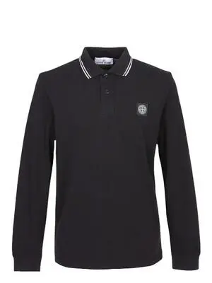 Stone Island Collar Long Sleeve T-shirt - Black