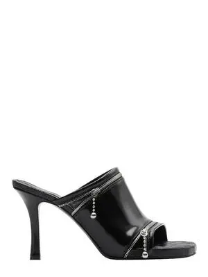 Burberry Peep 85mm Leather Sandals - Black