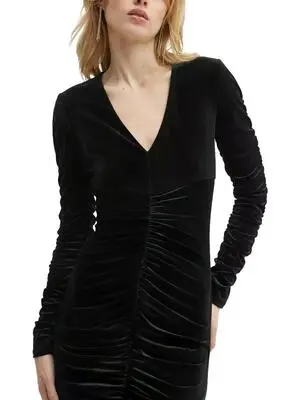 Guess Velvet Ruched Mini Dress - Black