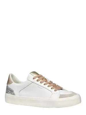 Geox Emmeleny Glitter-panel Leather Sneakers - White