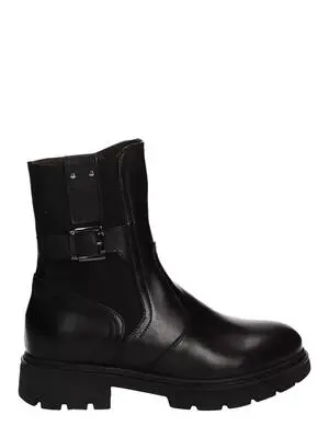 NEROGIARDINI Buckle-detail Leather Boots - Black
