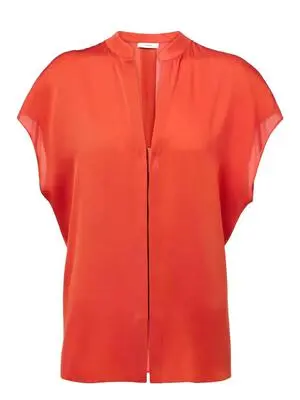 Vince Cap-sleeve Placket Blouse - Red