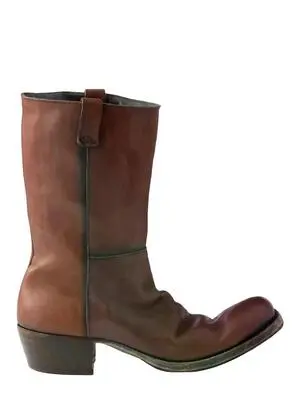 Prada Leather Cowboy Boots - Brown