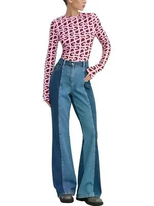 STINE GOYA Two-Tone High-Rise Jeans