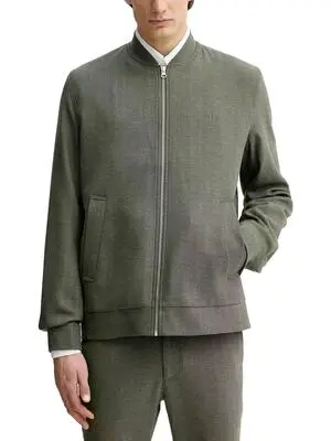 LES DEUX Herringbone Zip-up Jacket - Green